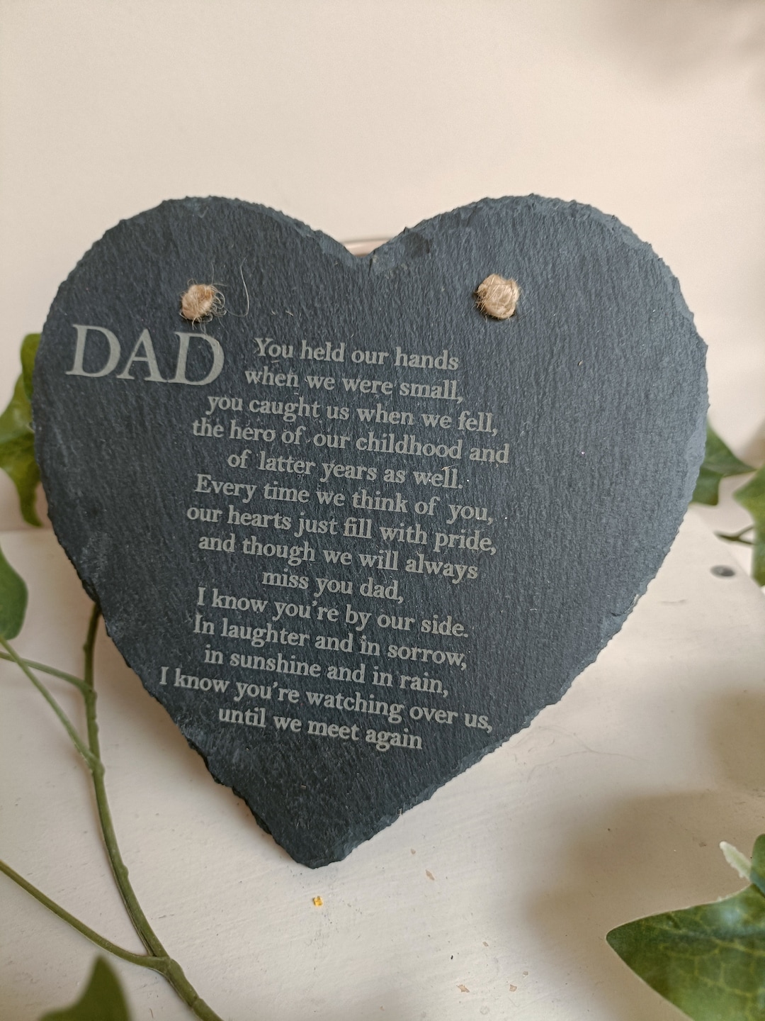 Dad Memorial Garden Stone-remembrance Slate Heart Grave Stone-grief and ...