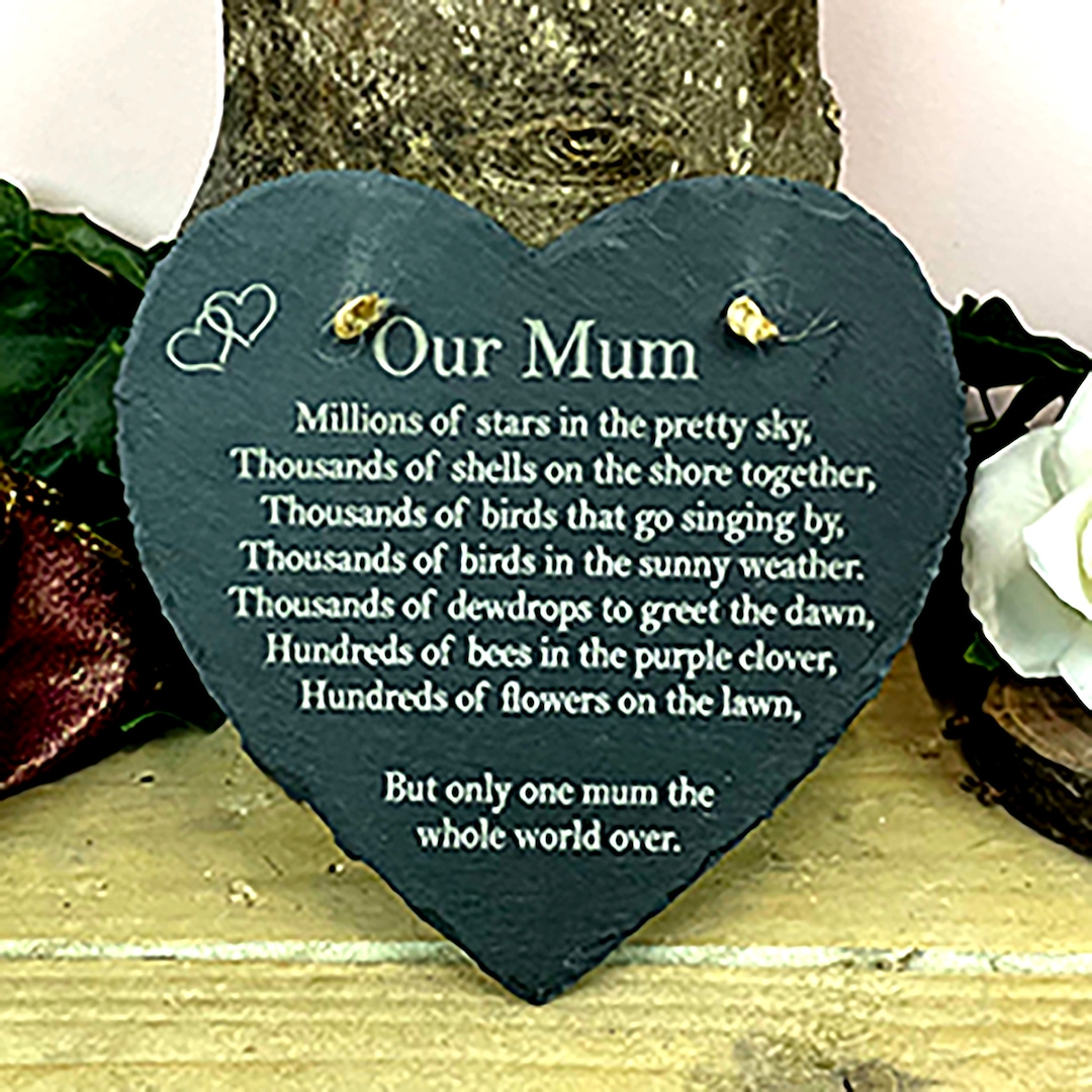 Personalized Mum Memorial Slate Heart: Garden Grave Stone - Etsy