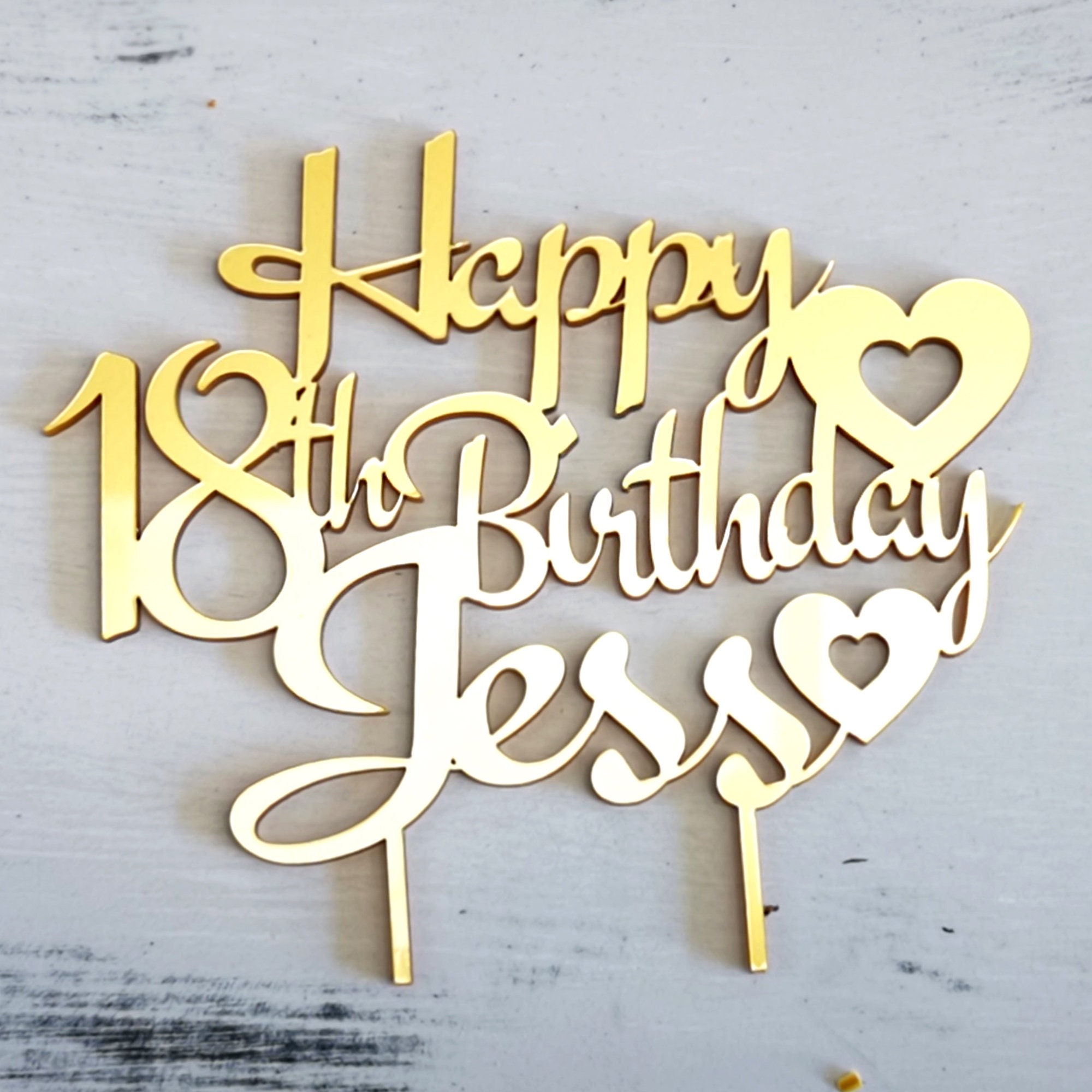 18th Cake Topper Gold Cake Topper Birthday Cake Decoration For Etsy Uk