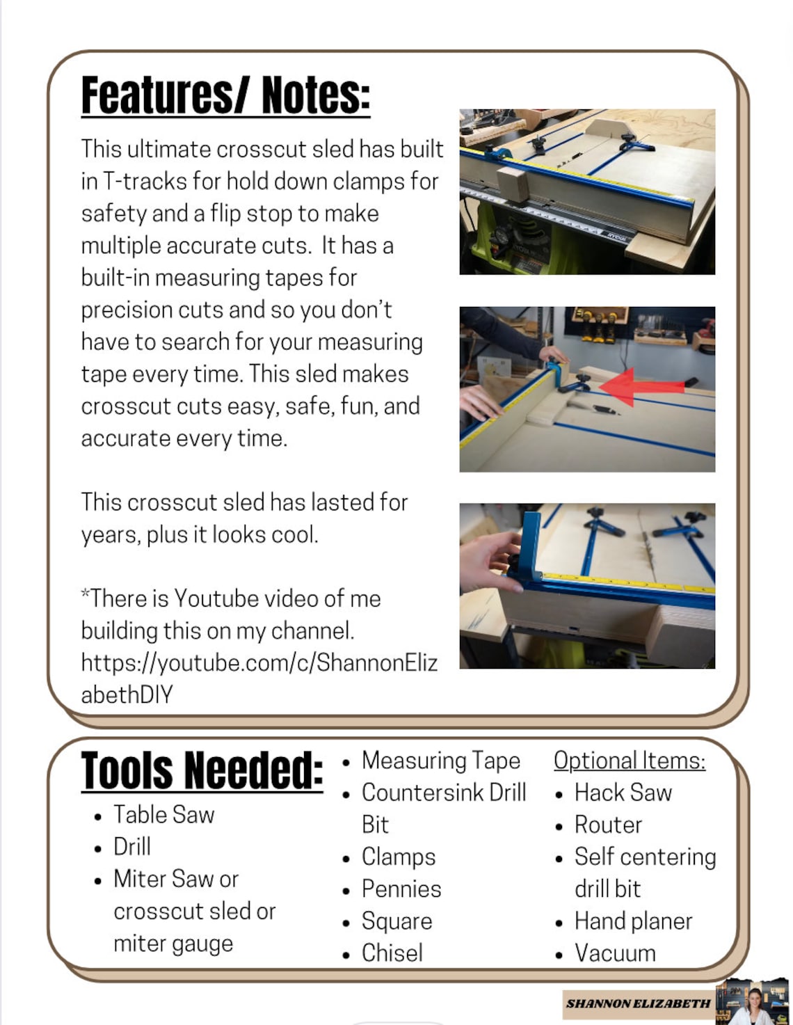 Cross Cut Sled With Flip Stop and Hold Down Clamps - Etsy