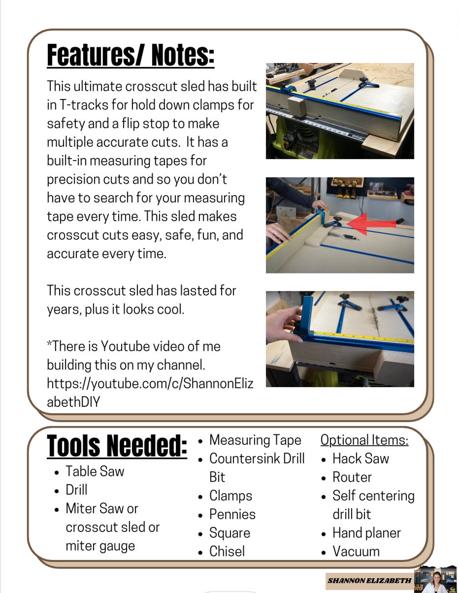 Cross Cut Sled With Flip Stop and Hold Down Clamps - Etsy