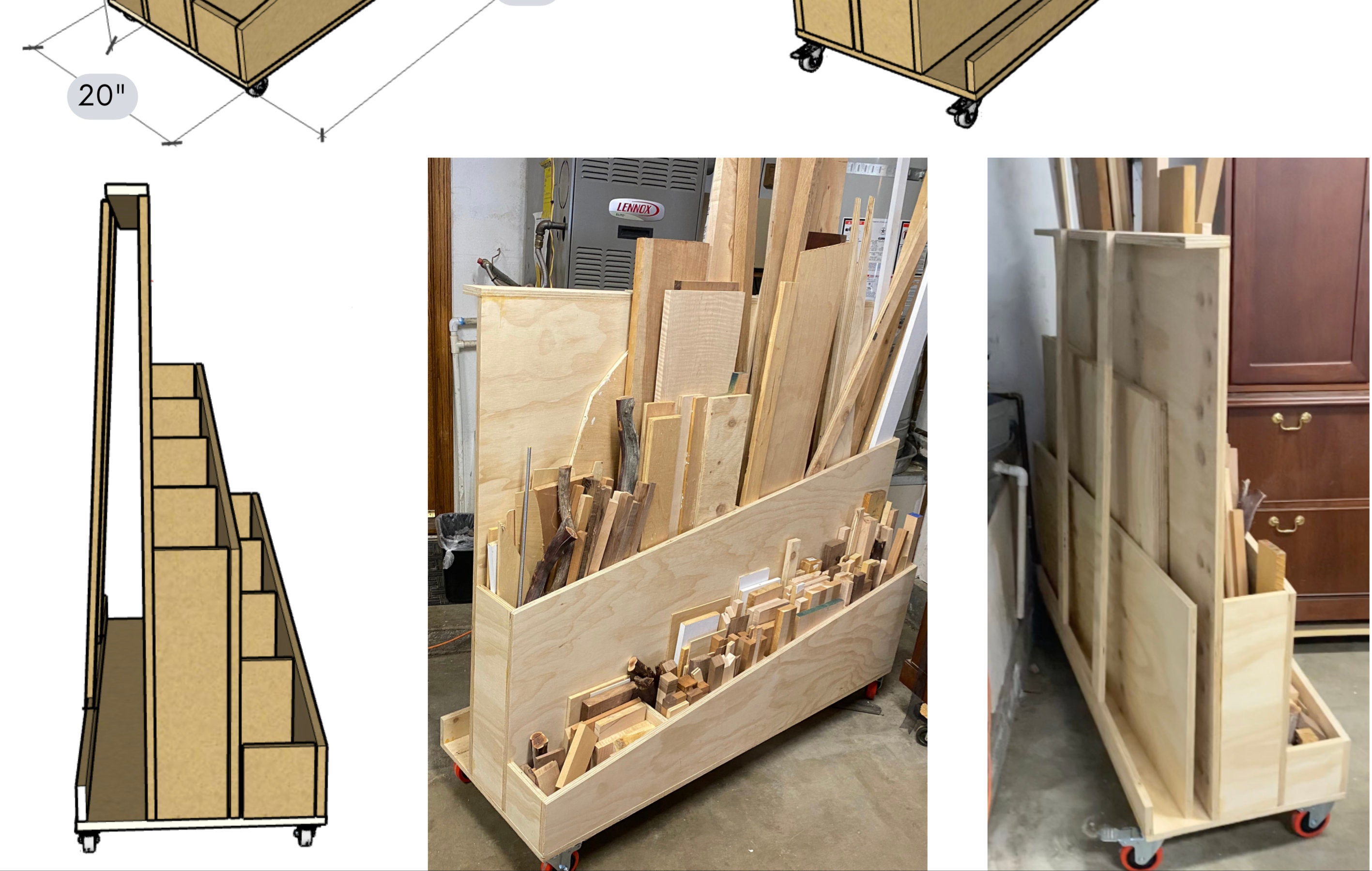 Rolling Wood Storage Cart Blueprint Plans (imperial and Metric) - Etsy