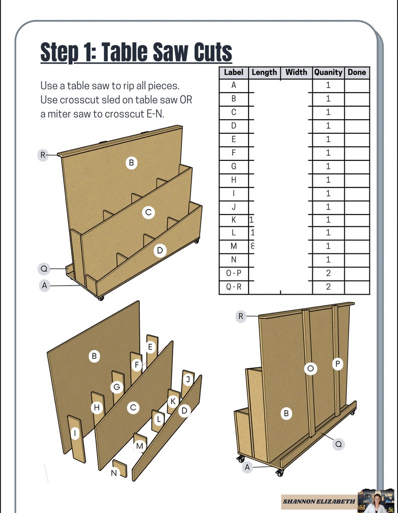Rolling Wood Storage Cart Blueprint Plans (imperial and Metric) - Etsy