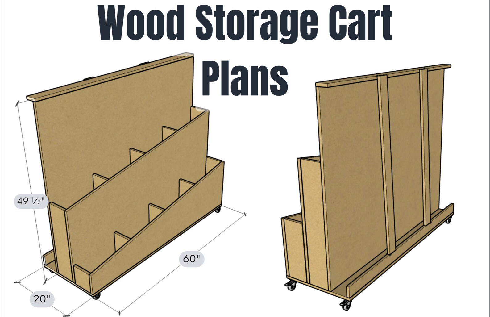Rolling Wood Storage Cart Blueprint Plans (imperial and Metric) - Etsy