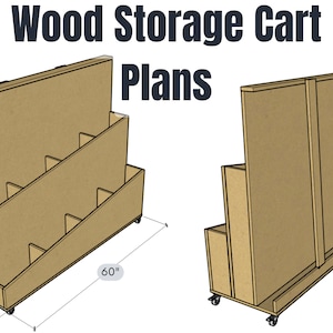 Rolling Wood Storage Cart Blueprint Plans (imperial and Metric) - Etsy