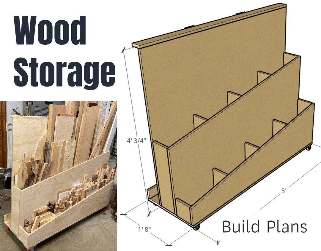 Rolling Wood Storage Cart Blueprint Plans - Etsy