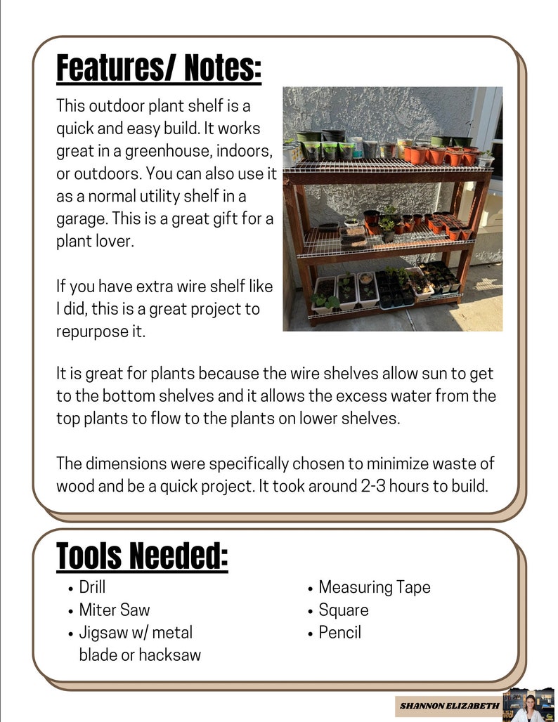 DIY Standing Plant Stand Build Plans - Outdoor Plant Utility Shelf ...