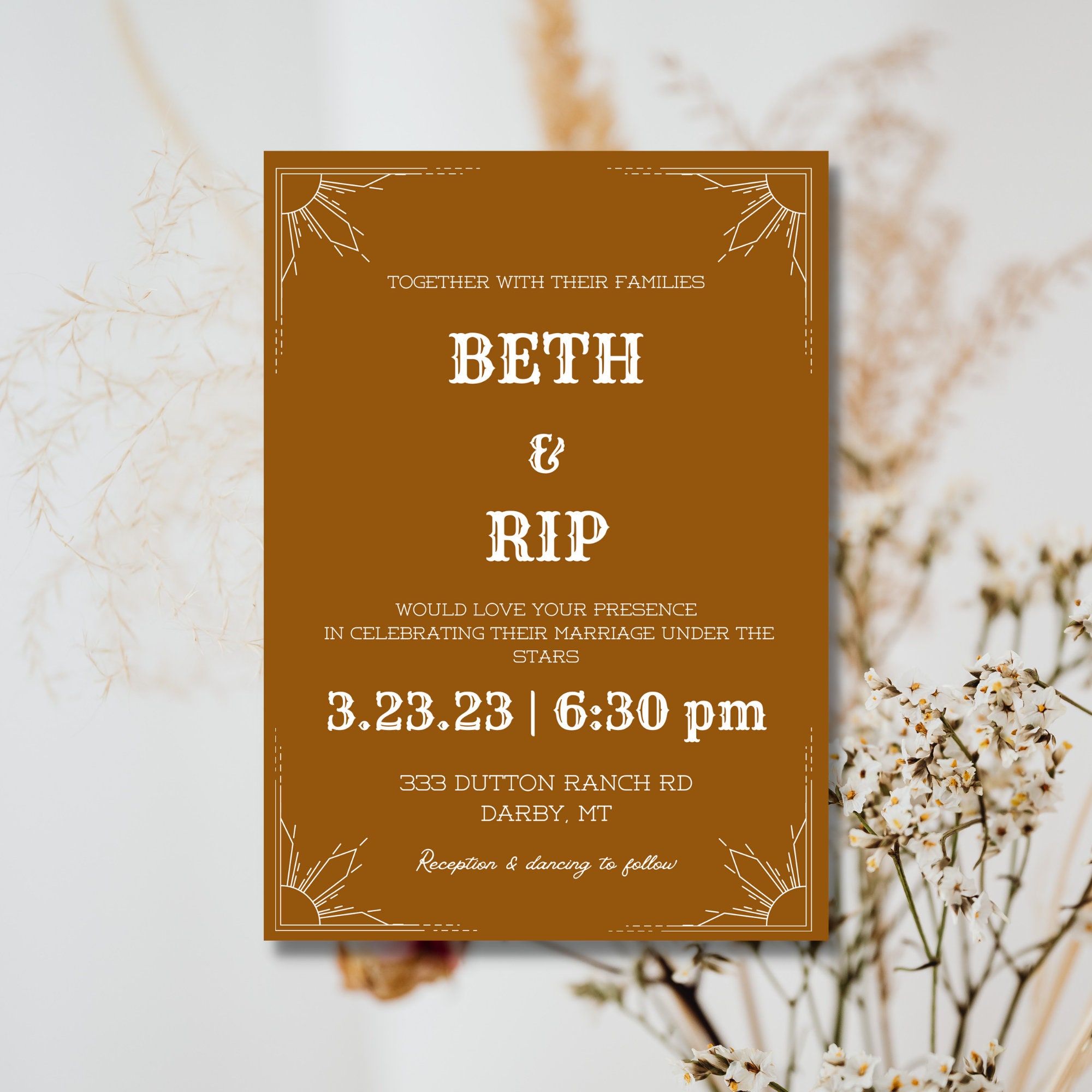 Western Wedding Invitation | Wedding Invitation Template Set | Western ...