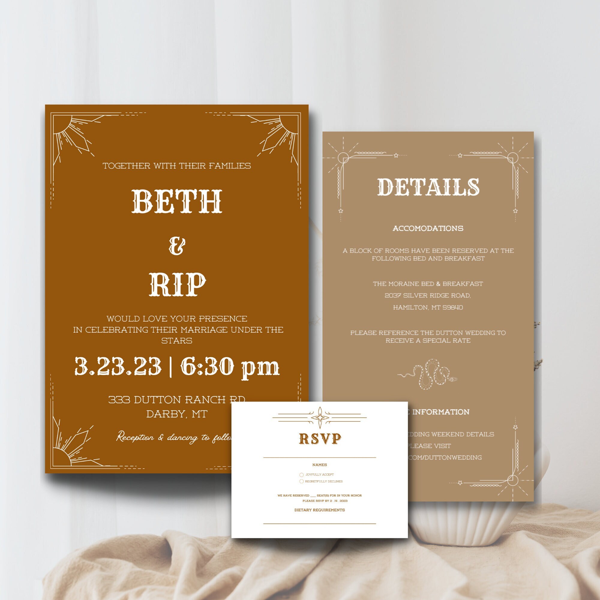 Western Wedding Invitation | Wedding Invitation Template Set | Western ...