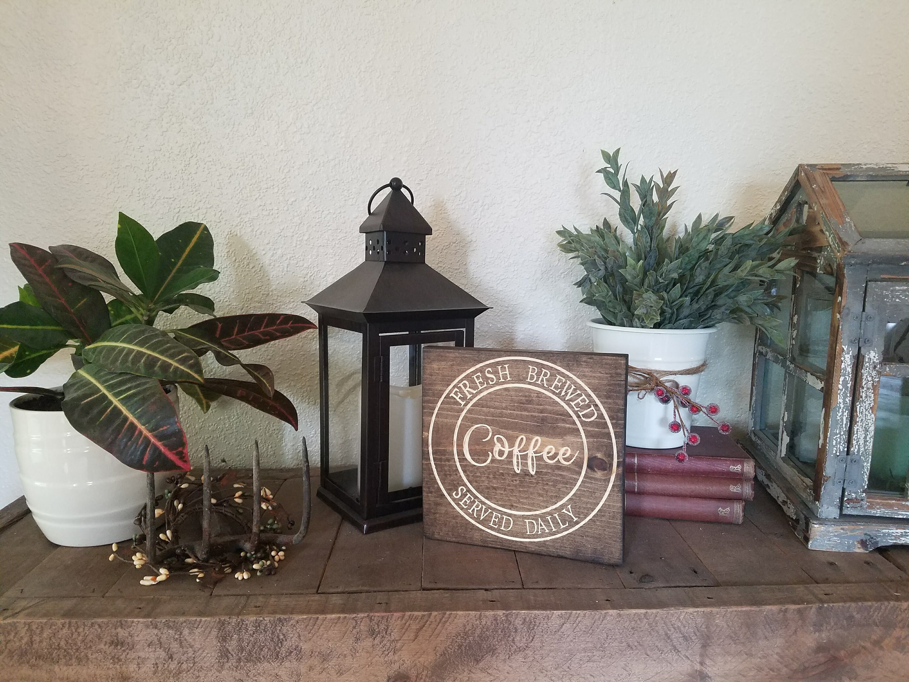 Coffee, Fresh Brewed, Served Daily, Wood Coffee Sign, Carved Coffee ...
