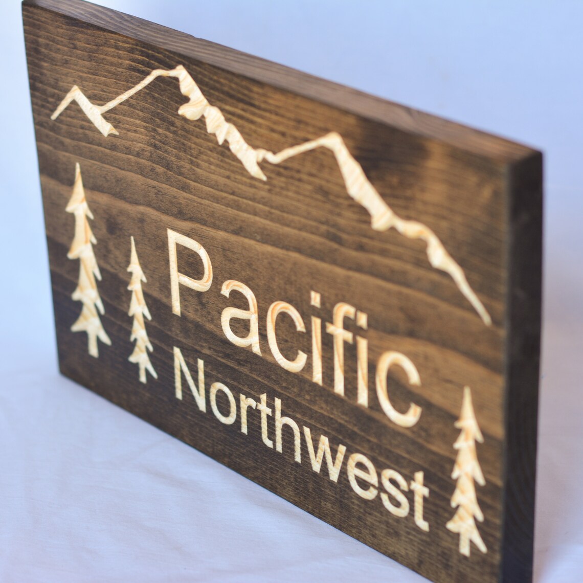 Pacific Northwest Carved Wood Engraving Mountains and Trees - Etsy
