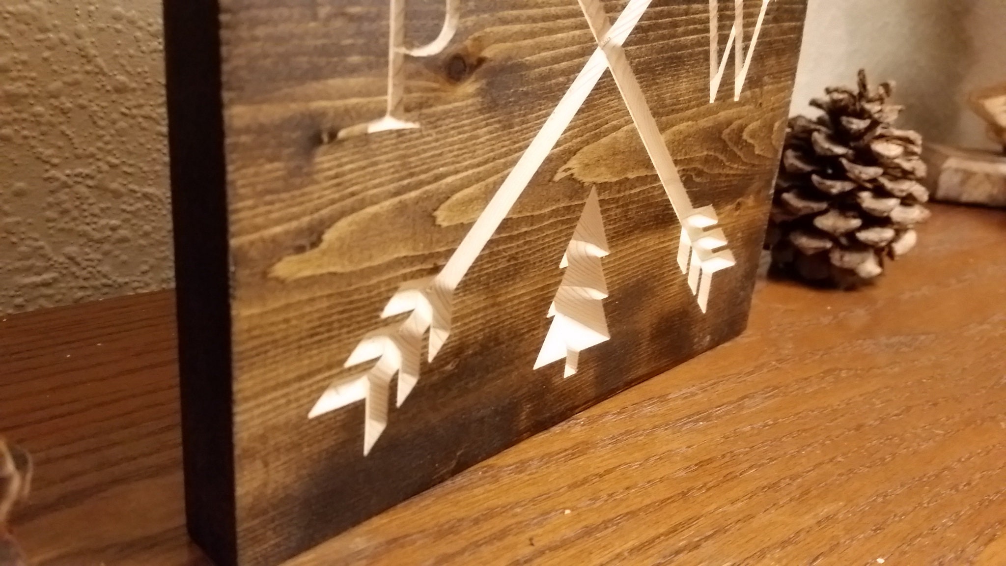 Carved PNW Crossed Arrows Pine Tree | Etsy