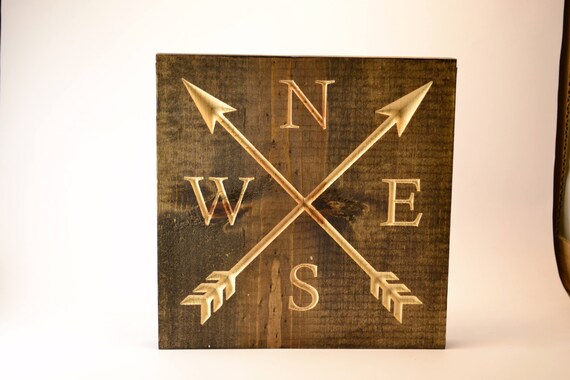 Crossed Arrows North South East West Carved Arrows - Etsy