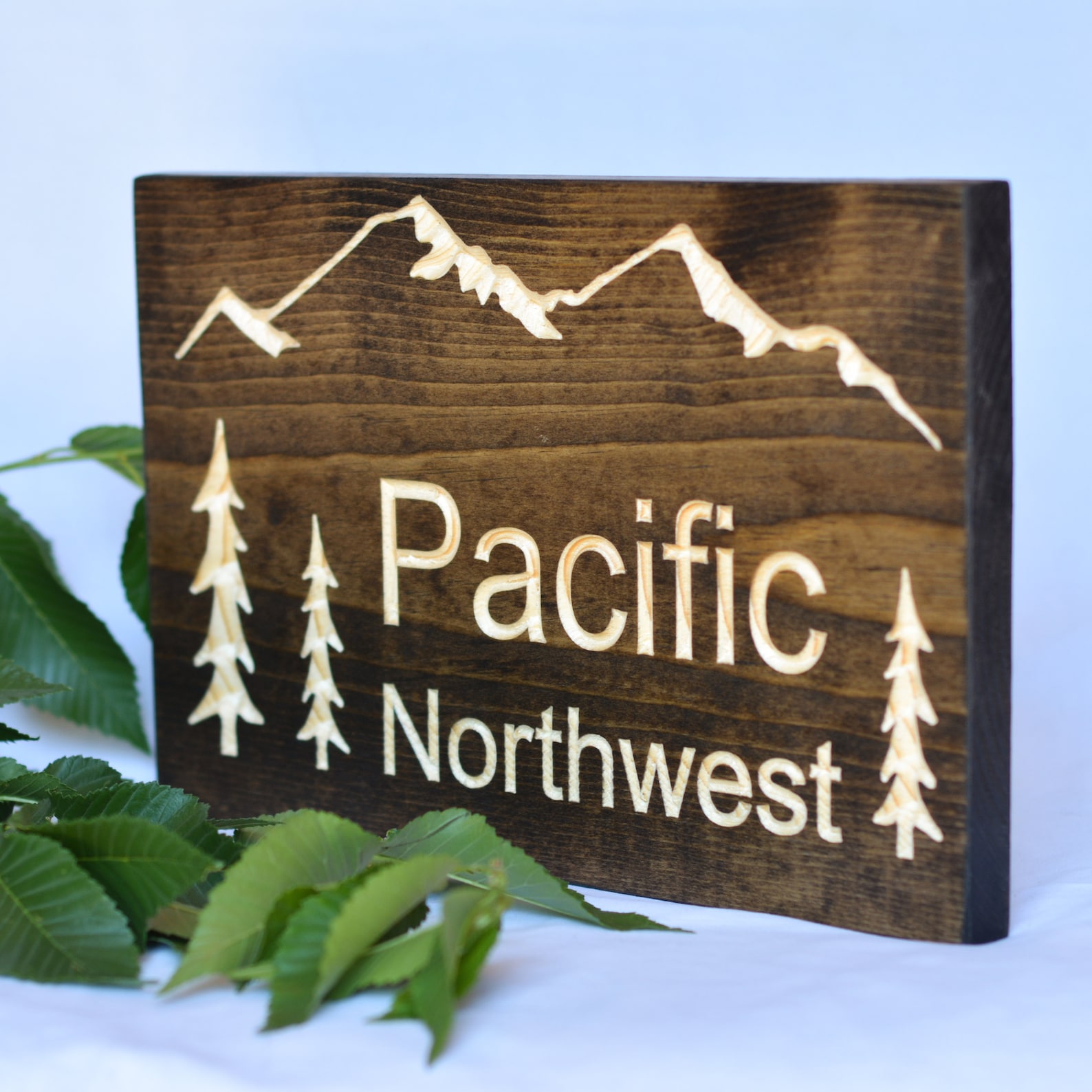 Pacific Northwest Carved Wood Engraving Mountains and Trees - Etsy
