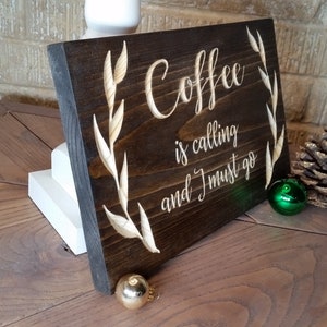 Coffee, Coffee is Calling, Carved Wood Coffee, Rustic Wood Sign ...