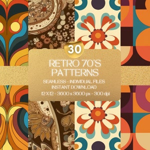 Retro 70's Seamless Patterns Digital Paper Groovy Trippy - Etsy