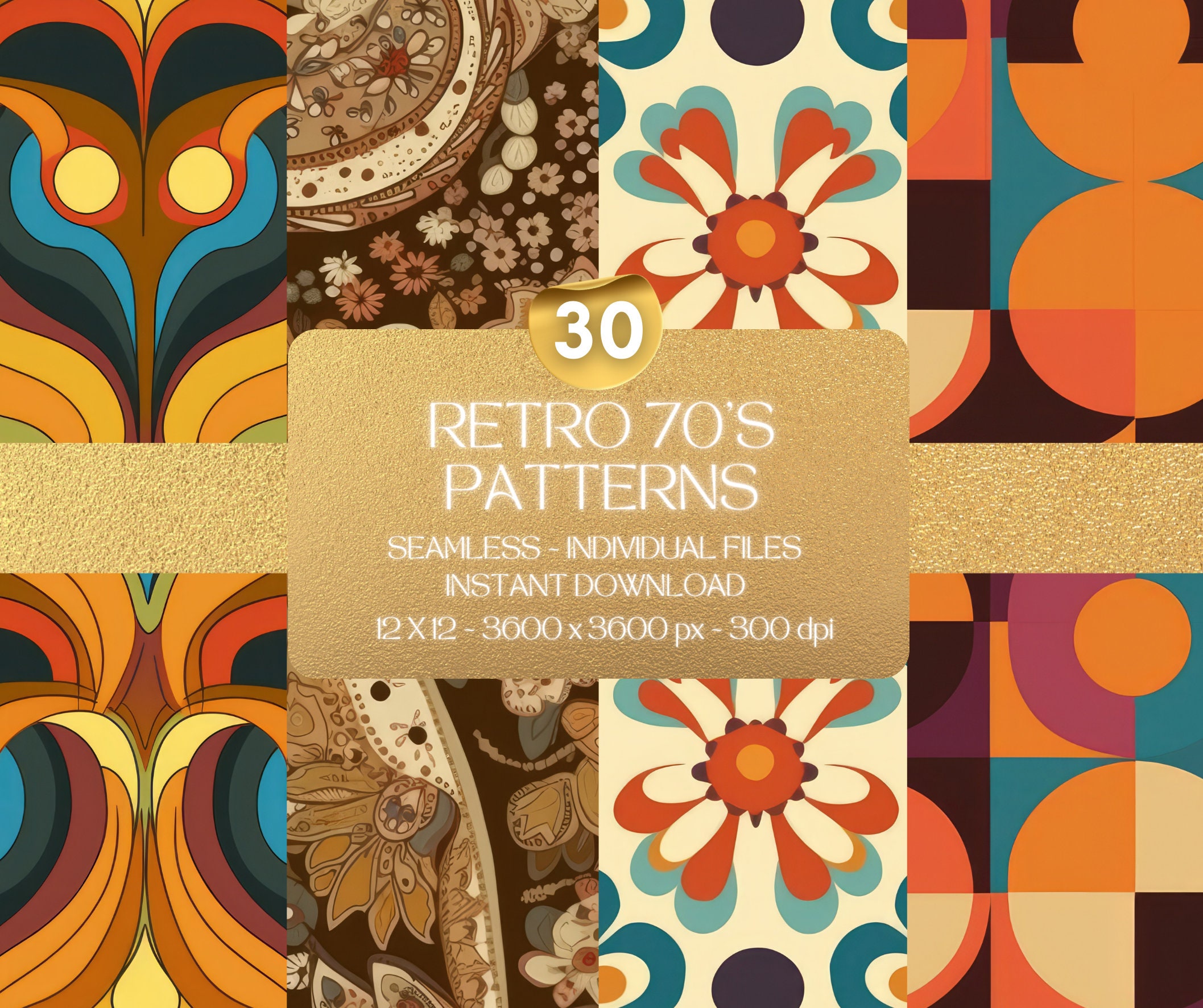 Retro 70's Seamless Patterns Digital Paper Groovy Trippy - Etsy