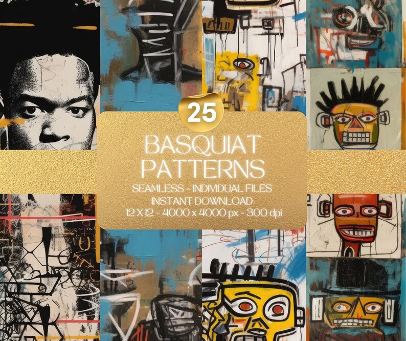 Jean-michel Basquiat Seamless Patterns Digital Paper Instant Download ...