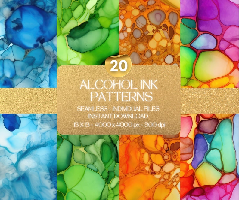 Alcohol Ink Seamless Patterns Colorful Abstract Water Digital Paper ...
