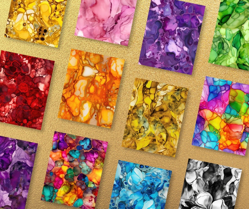 Alcohol Ink Seamless Patterns Colorful Abstract Water Digital Paper ...