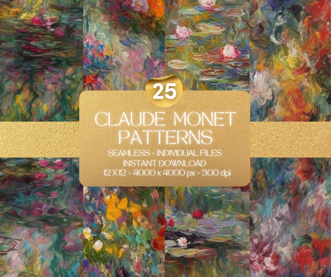 Claude Monet Seamless Patterns Floral Water Lilies Digital Paper ...
