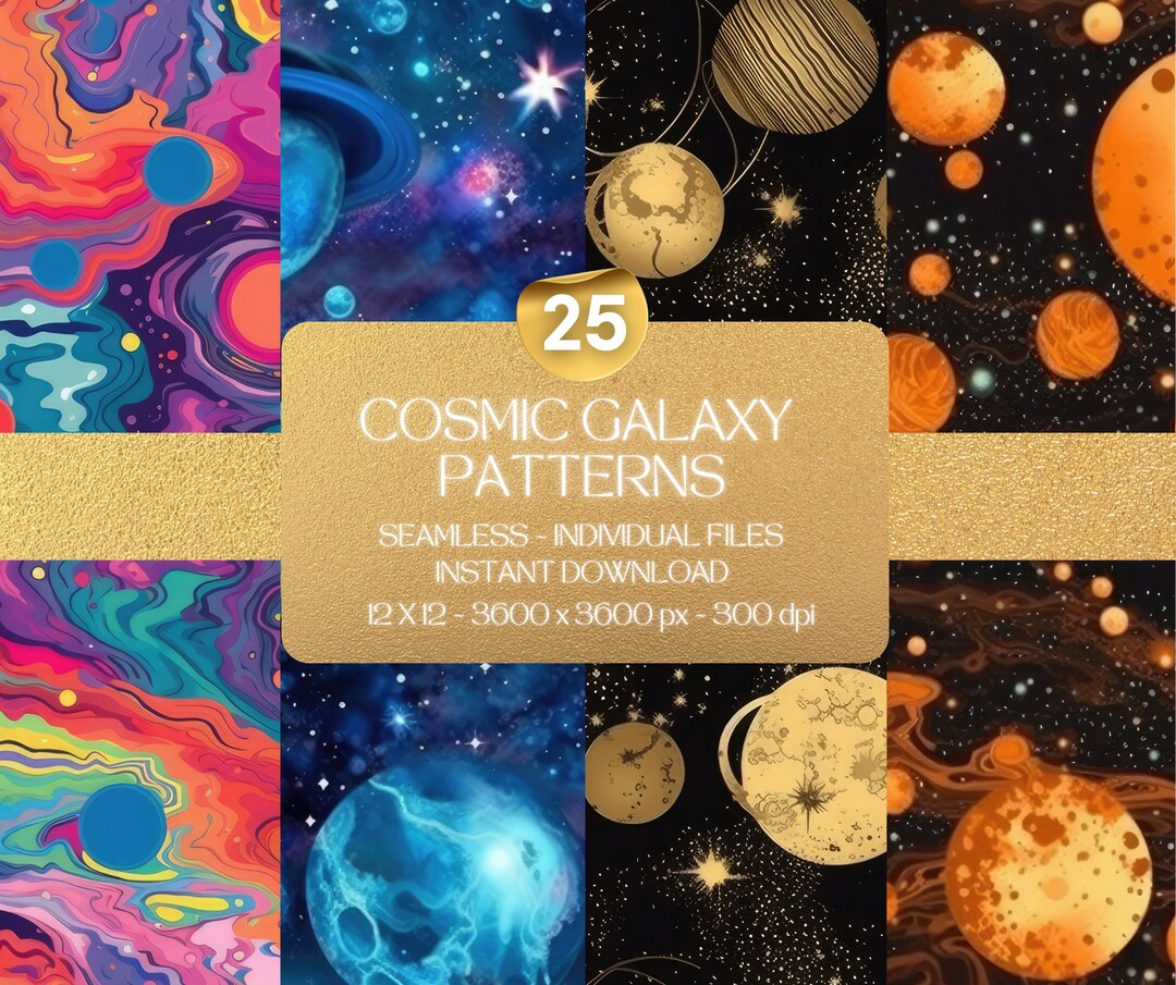 Galaxy Illustration Seamless Patterns Cosmic Galaxies Digital - Etsy
