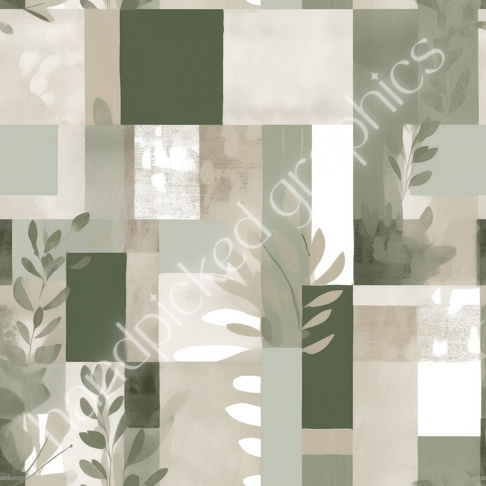 Modern Sage Green Seamless Patterns Gallery Digital Paper Instant ...