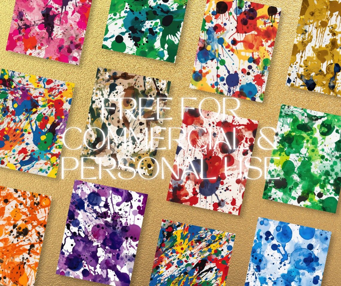 Paint Splatter Seamless Patterns Digital Paper Instant Download ...