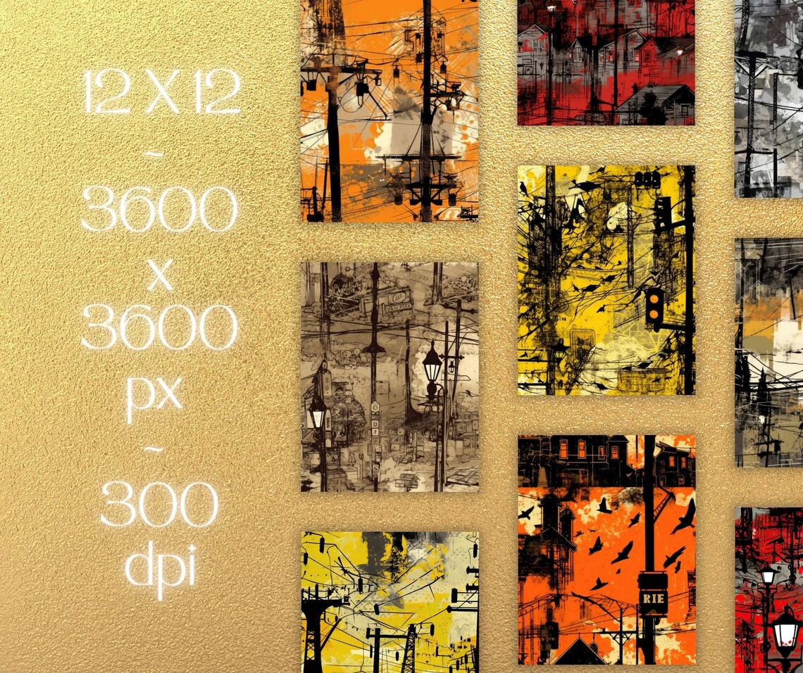 Grunge City Seamless Patterns Urban Graffiti Digital Paper Instant ...