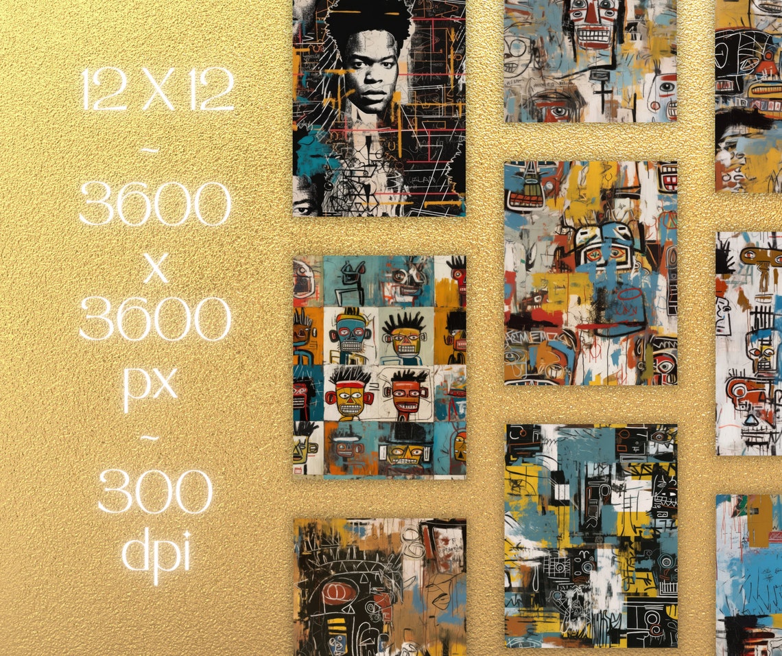 Jean-michel Basquiat Seamless Patterns Digital Paper Instant - Etsy