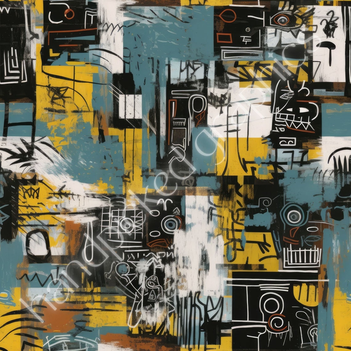 Jean-michel Basquiat Seamless Patterns Digital Paper Instant Download ...