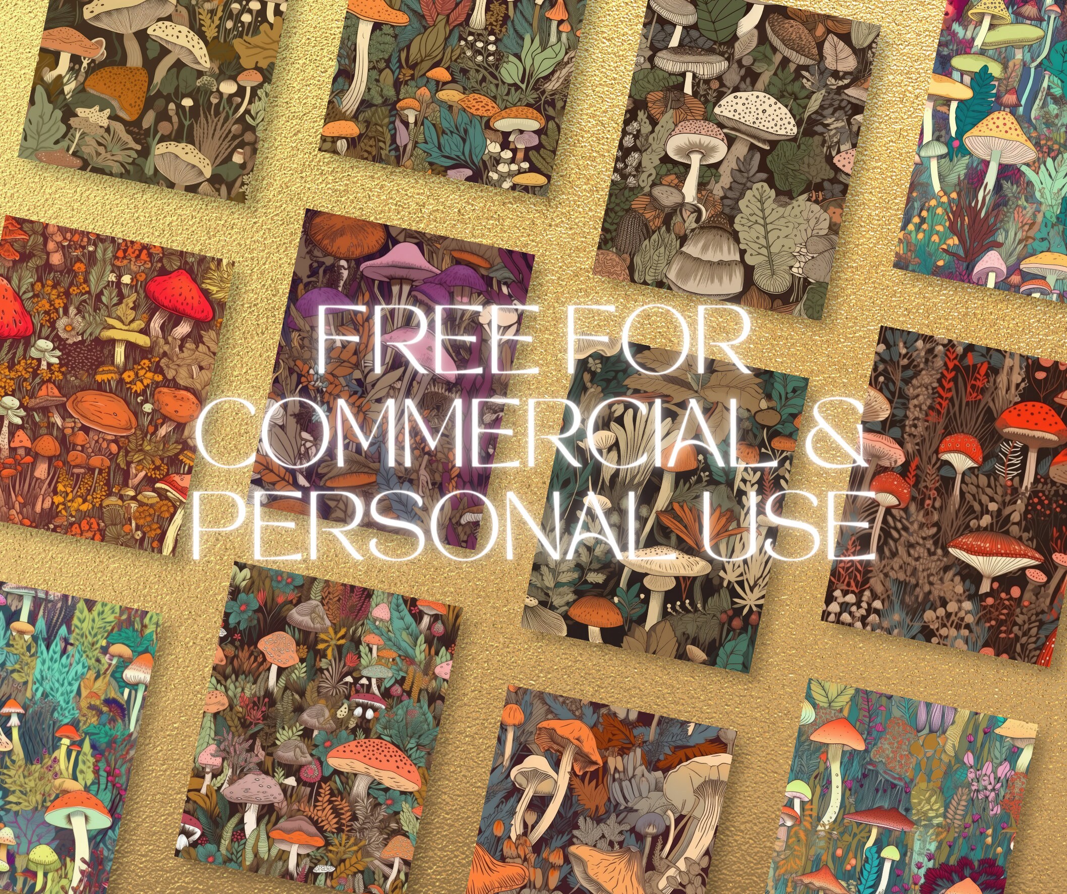 Mushroom Seamless Patterns Nature Earth Tones Digital Paper - Etsy