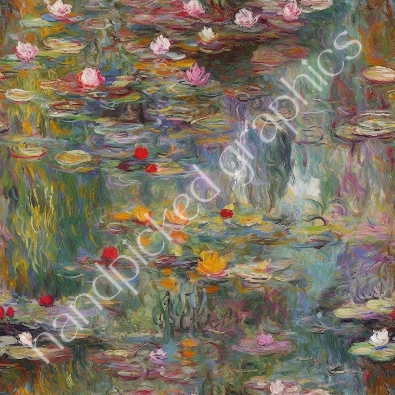 Claude Monet Seamless Patterns Floral Water Lilies Digital - Etsy