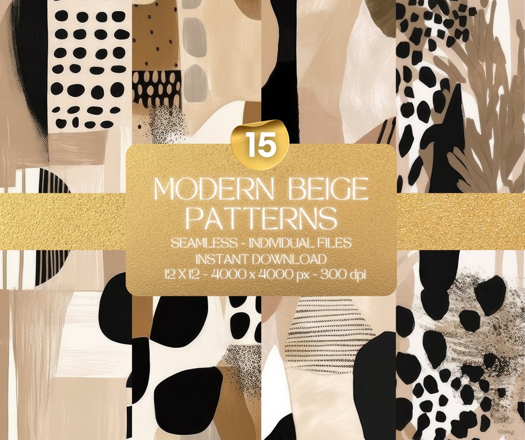 Modern Beige Seamless Patterns Neutral Gallery Digital Paper Instant ...