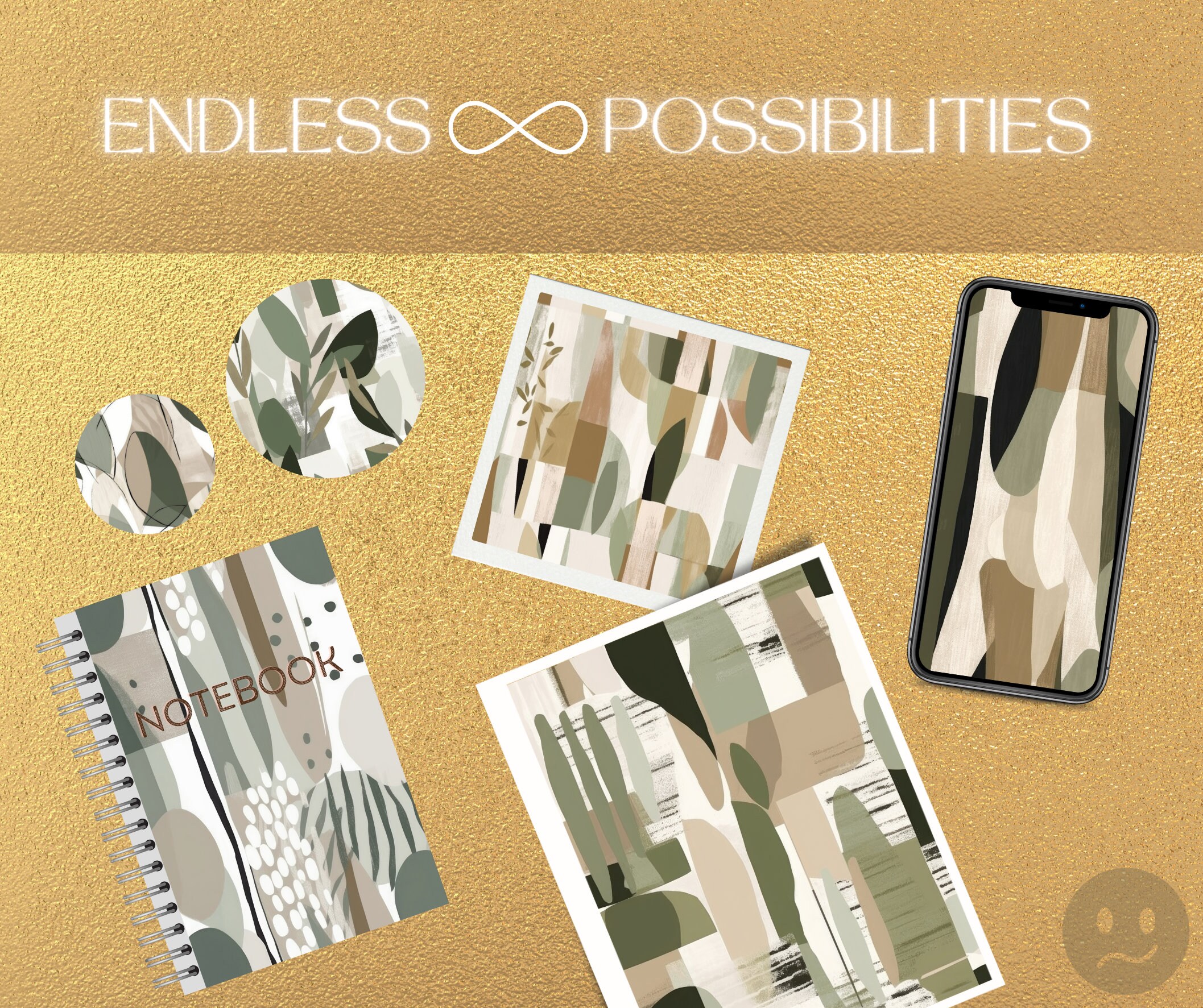 Modern Sage Green Seamless Patterns Gallery Digital Paper Instant ...