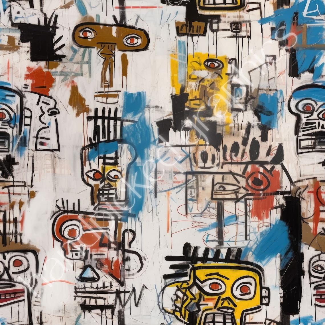 Jean-michel Basquiat Seamless Patterns Digital Paper Instant - Etsy