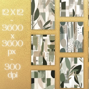 Modern Sage Green Seamless Patterns Gallery Digital Paper Instant ...