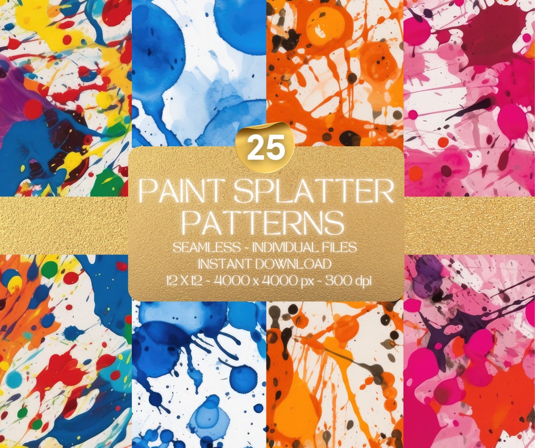 Paint Splatter Seamless Patterns Digital Paper Instant Download ...
