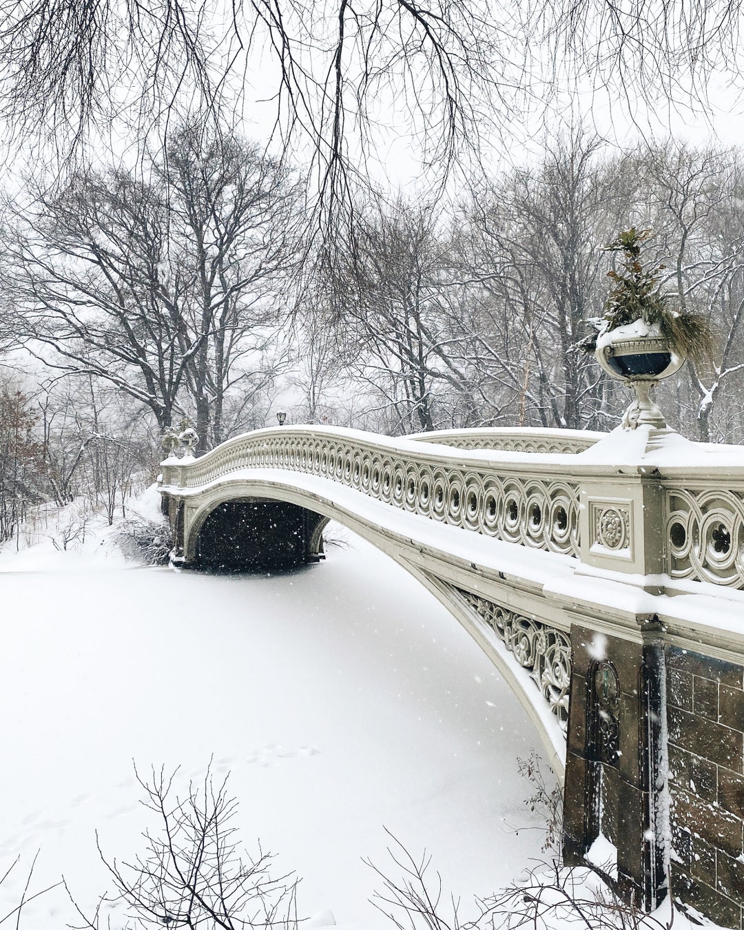 Snow on Bow Bridge // New York City Photography Art Print, Travel ...