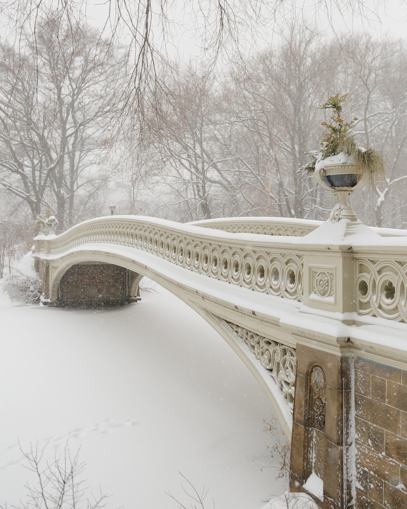 Bow Bridge in Snow // Winter in New York, NYC, Travel Photography, 8x10 ...
