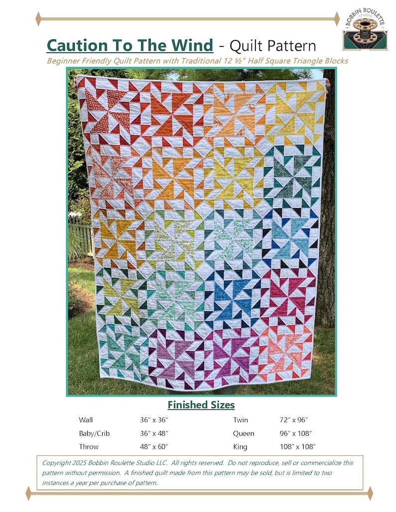 Caution to the Wind PDF Quilt Pattern by Bobbin Roulette Studio - Etsy