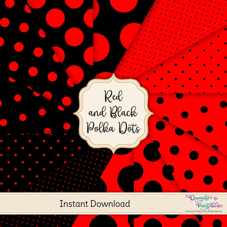 Red and Black Polka Dots Digital Paper Pack 12 Styles 4 - Etsy