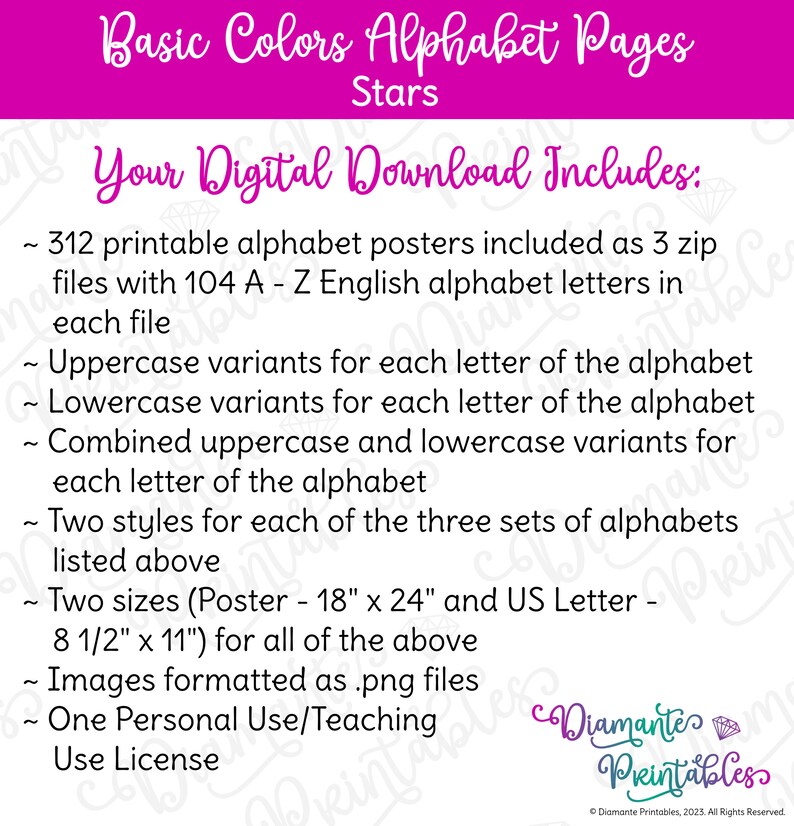 Printable Alphabet Poster Bundle | Stars Bulletin Board Letters | Basic ...