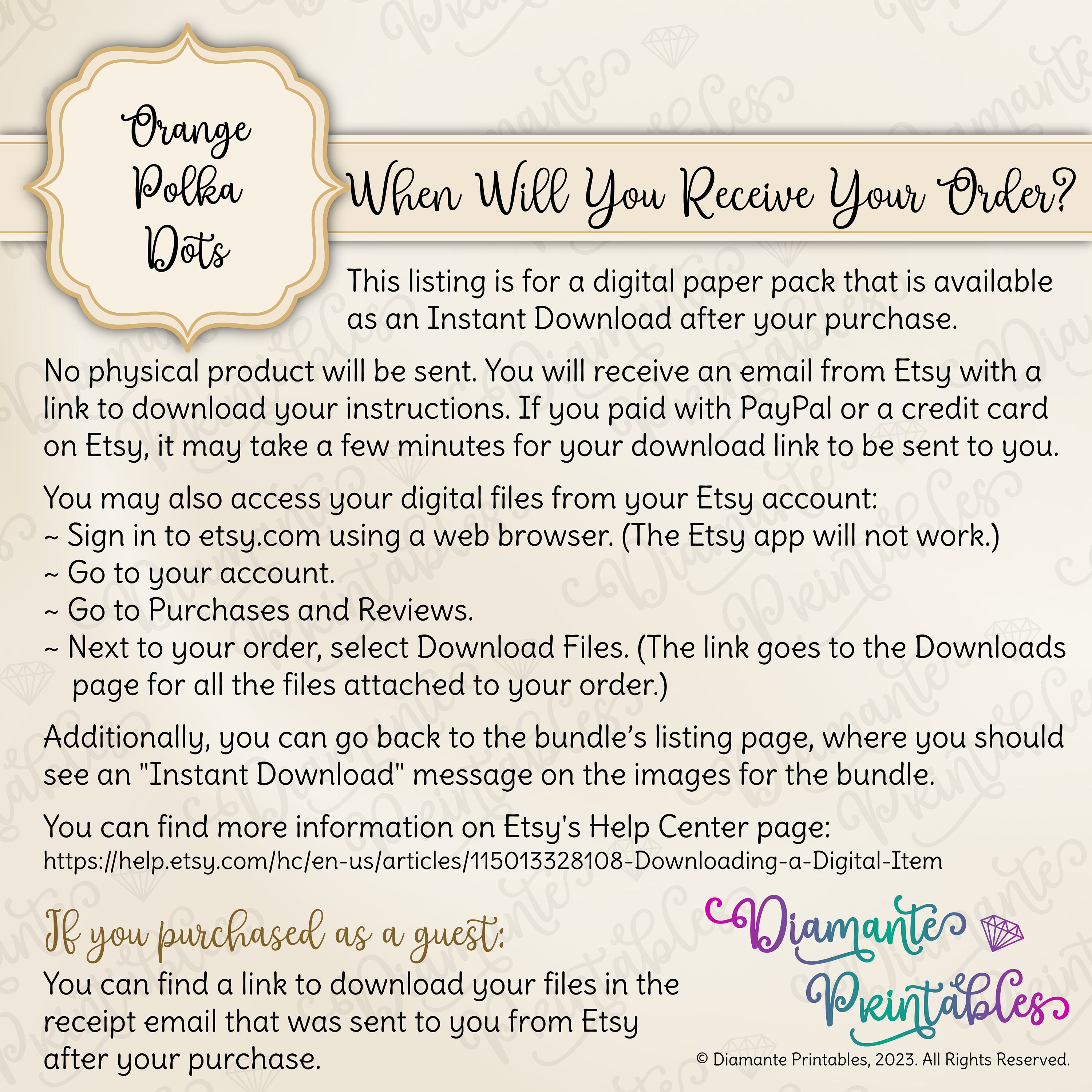 Orange and White Polka Dots Digital Paper Pack 12 Styles 4 - Etsy