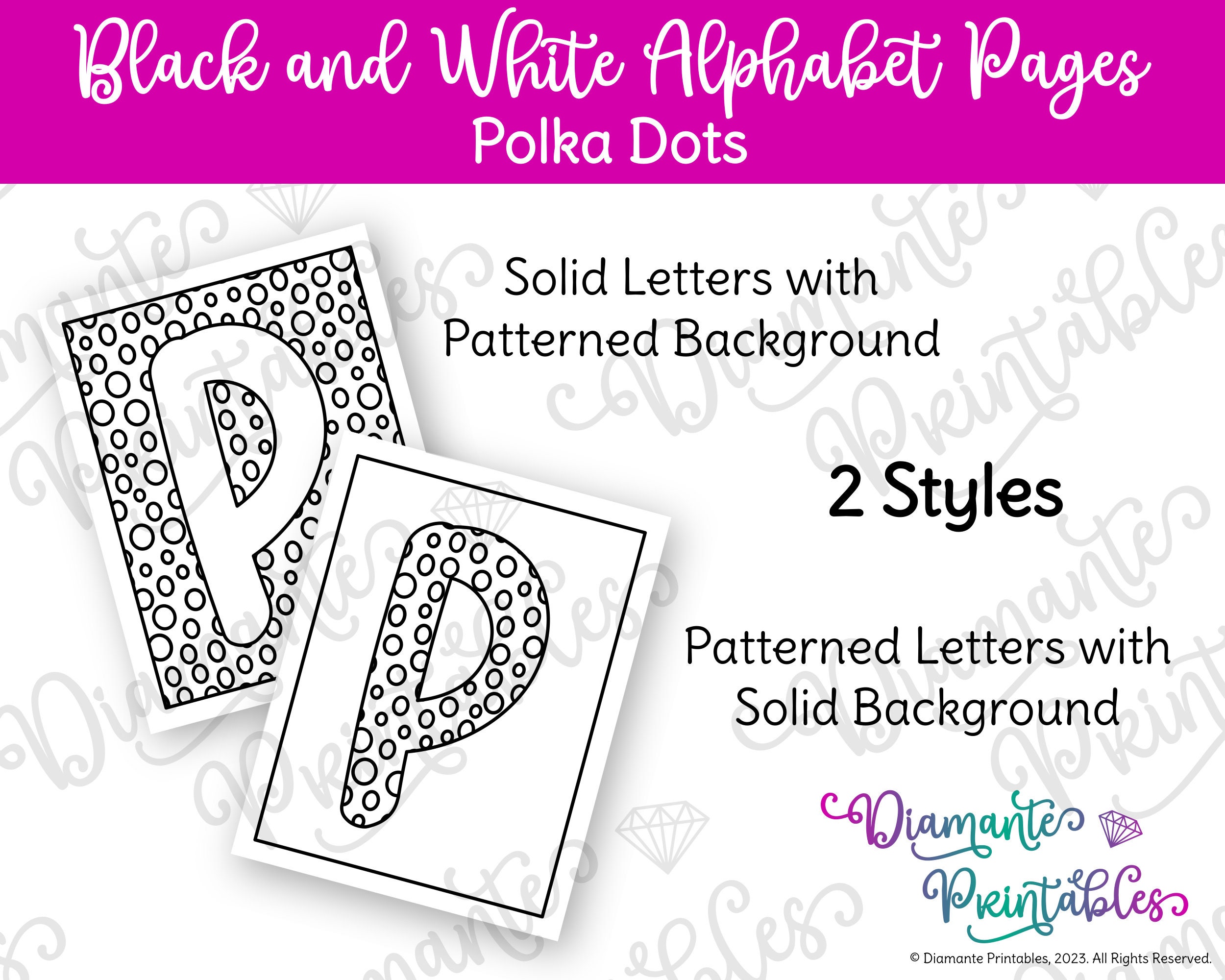 Printable Alphabet Poster Bundle Polka Dots Bulletin Board Letters ...