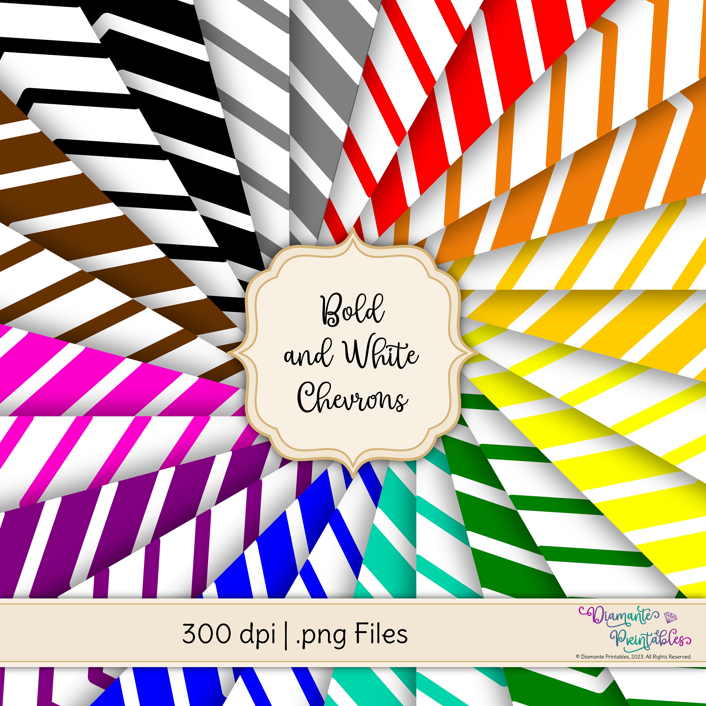 Chevrons Digital Paper Pack | Bold Colors | 12 Colors | 144 Styles | 4 ...