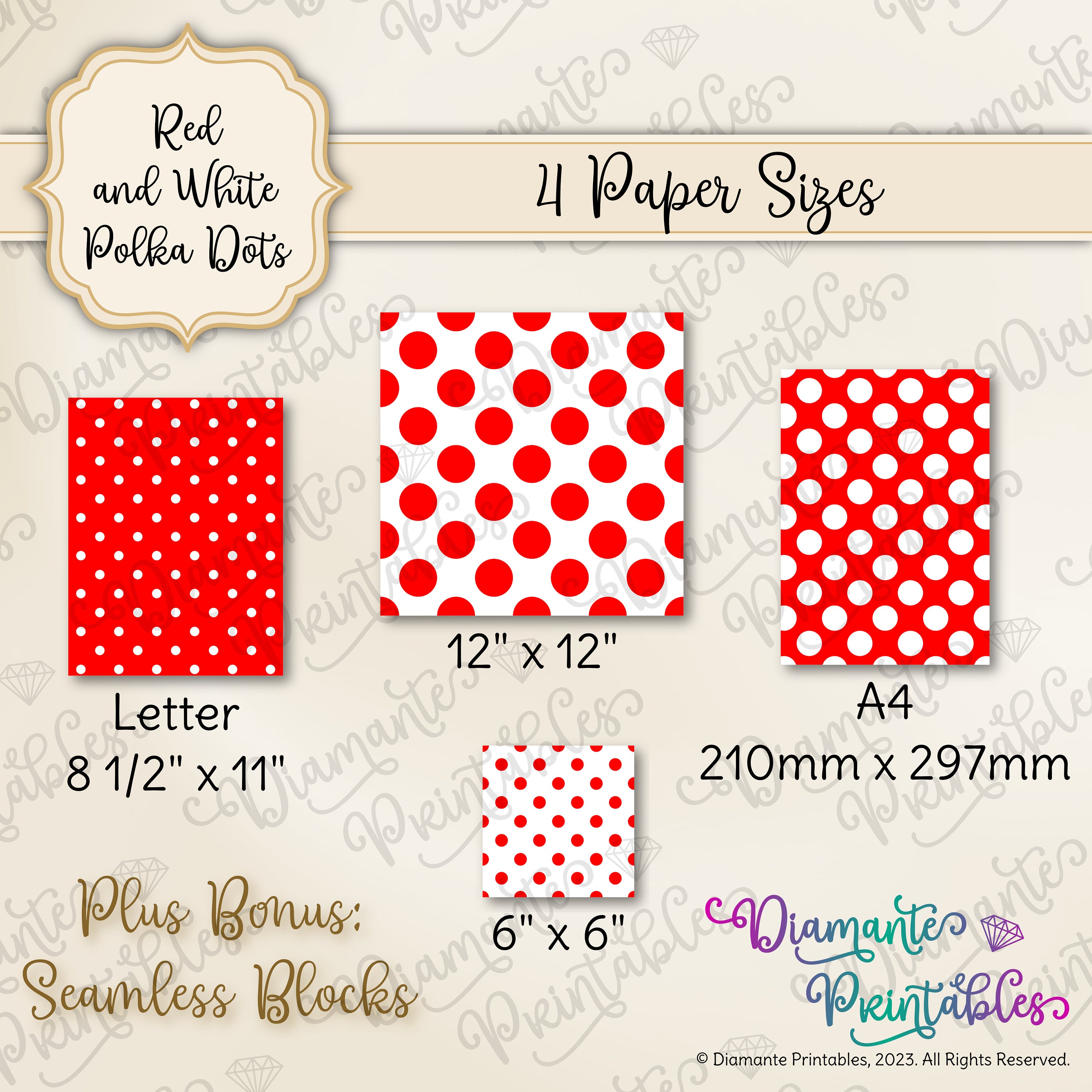 Red and White Polka Dots Digital Paper Pack | 12 Styles | 4 Sizes ...