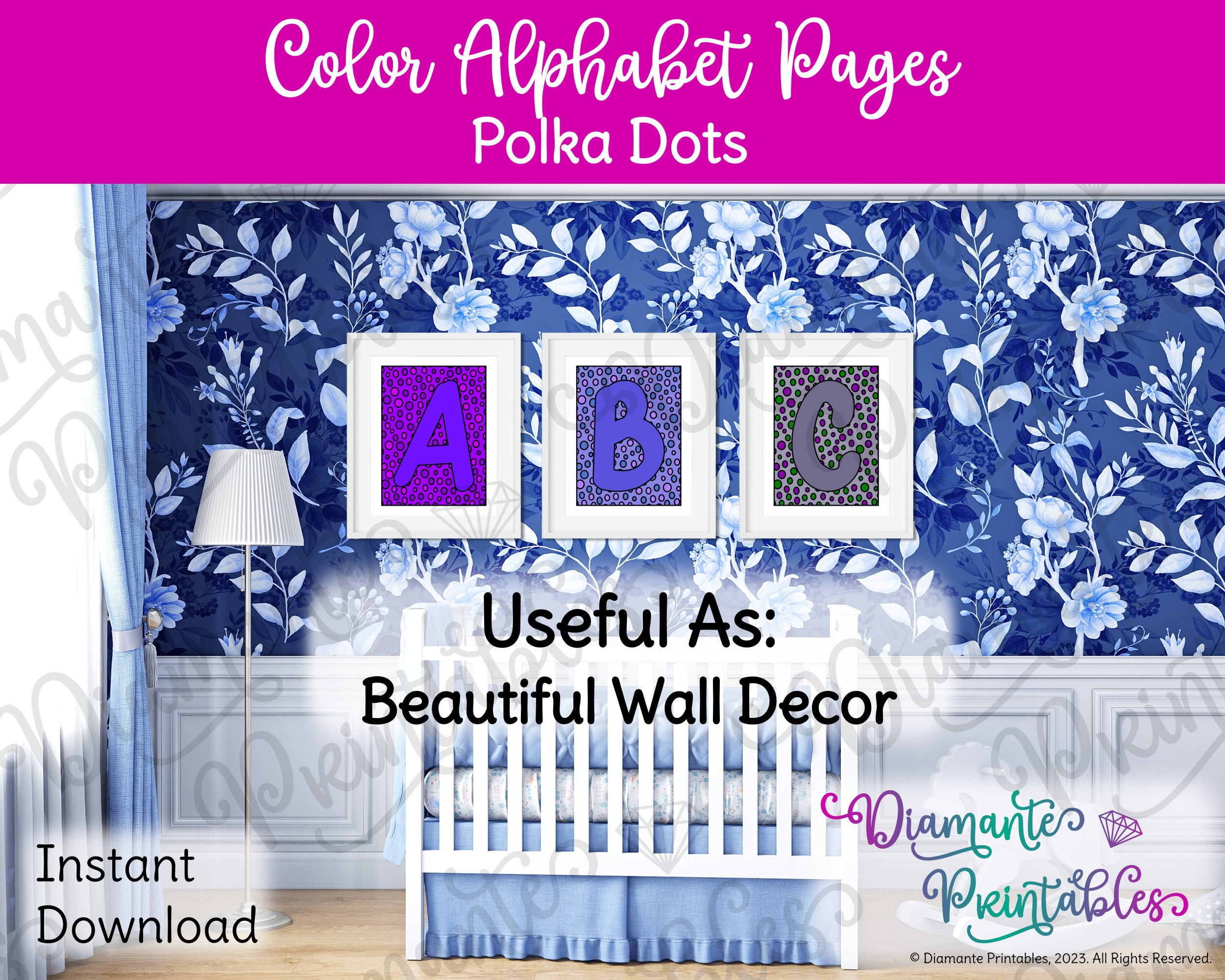 Printable Alphabet Poster Bundle | Polka Dots Bulletin Board Letters ...