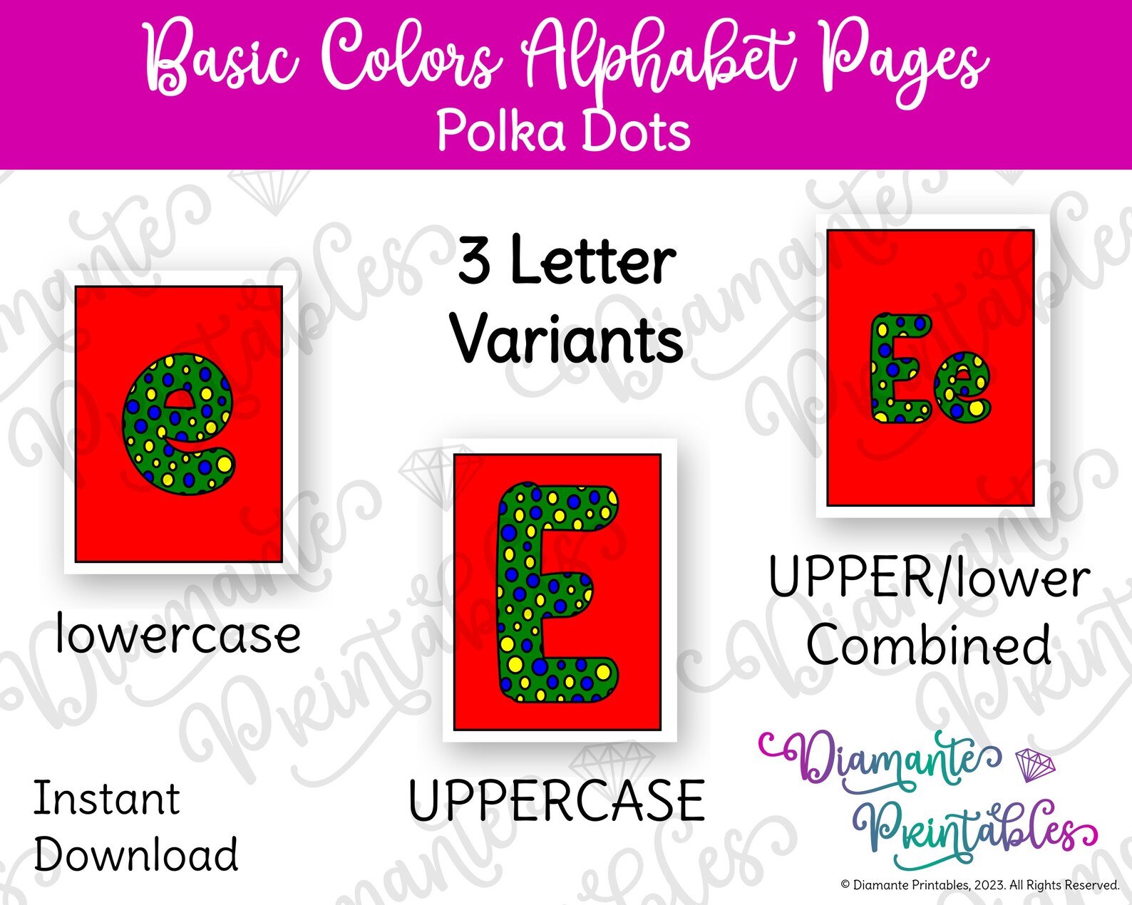 Printable Alphabet Poster Bundle | Polka Dots Bulletin Board Letters ...