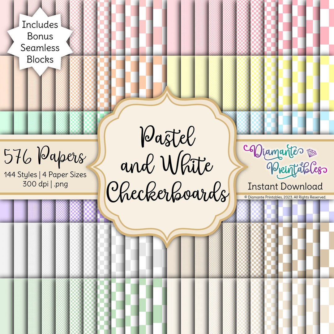 Checkerboards Digital Paper Pack | Pastel Colors | 12 Colors | 144 ...